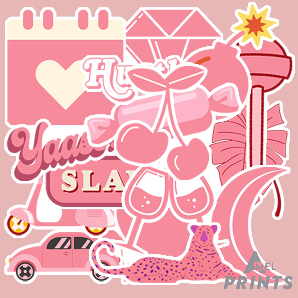 50 PCS Aesthetic Pink Graffiti Sticker Set - 3CM, 4.5CM, 6CM | Shopee ...