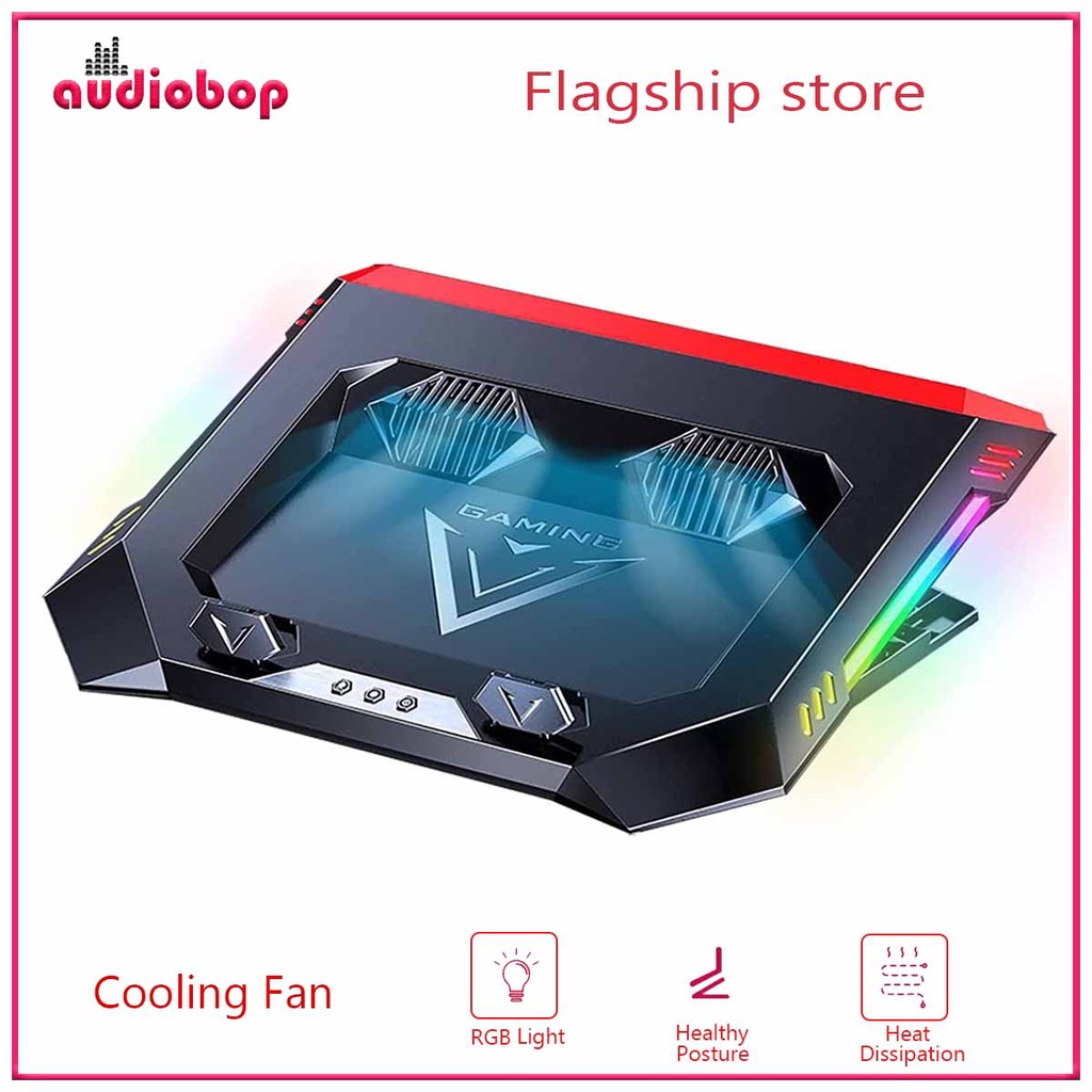 RGB Gaming Laptop Cooler Adjustable Notebook Stand 4500 RPM Powerful ...
