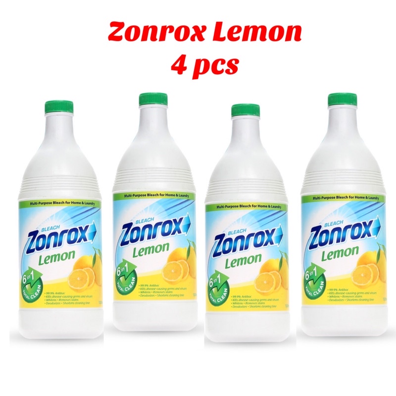Zonrox Bleach Lemon 1000ml (set of 4 pcs) | Shopee Philippines