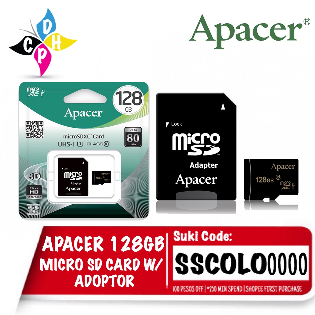 Apacer 128GB microSDXC UHS-I Class 10 MicroSd Card with Adapter ...