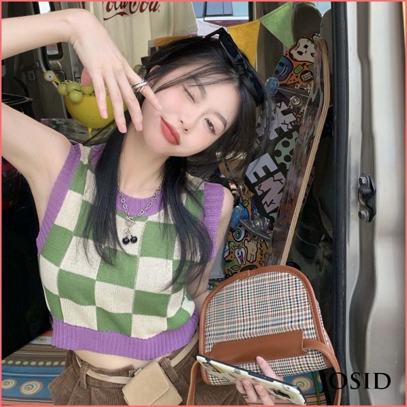 【High Quality】Design Sense Short Outer Wear Vest Women's Vest Knitted ...
