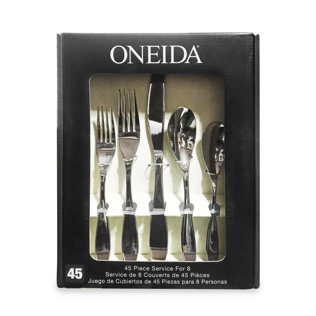 Authentic Oneida Calm 45-Piece Flatware Service Set for 8 (Silver ...