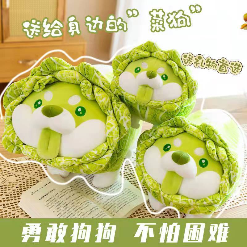 ♞๑ Cabbage dog vegetable elf vegetable dog doll doll puppy plush toy ...