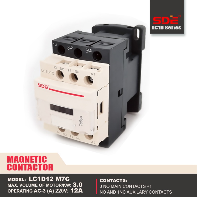 SDE MAGNETIC CONTACTOR LC1D12 M7C (LC1D M7C Series) | Shopee Philippines