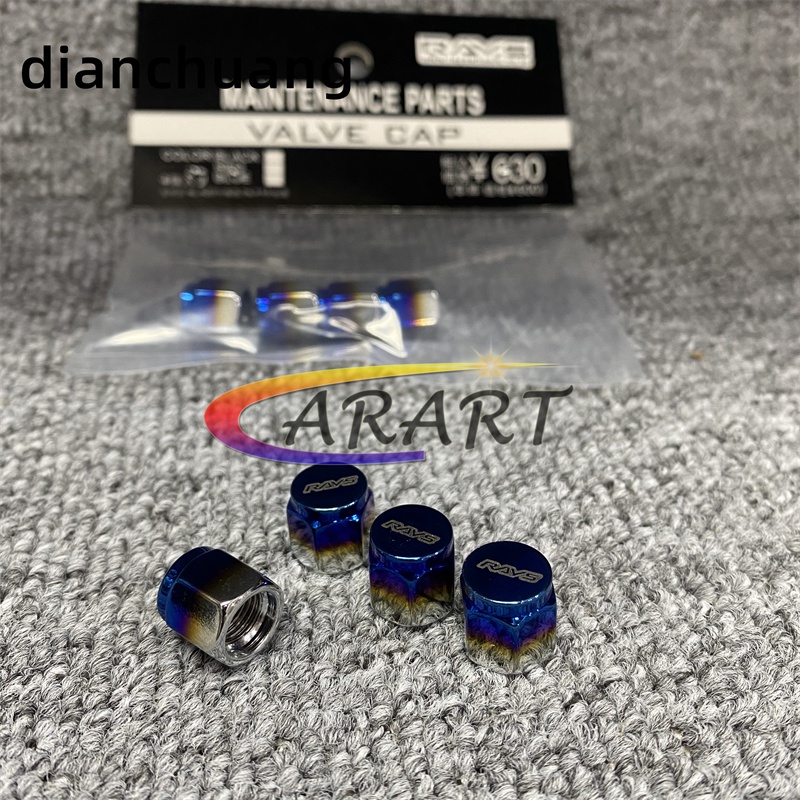 4pcs RAYS Aluminum Burnt Blue Car modification Wheel Tire Valve Stem ...