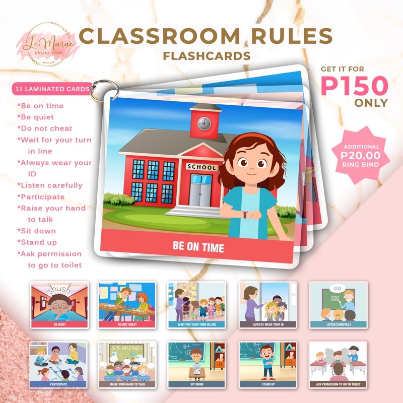 CLASSROOM RULES Laminated Flashcards Interactive Educational Toys for ...