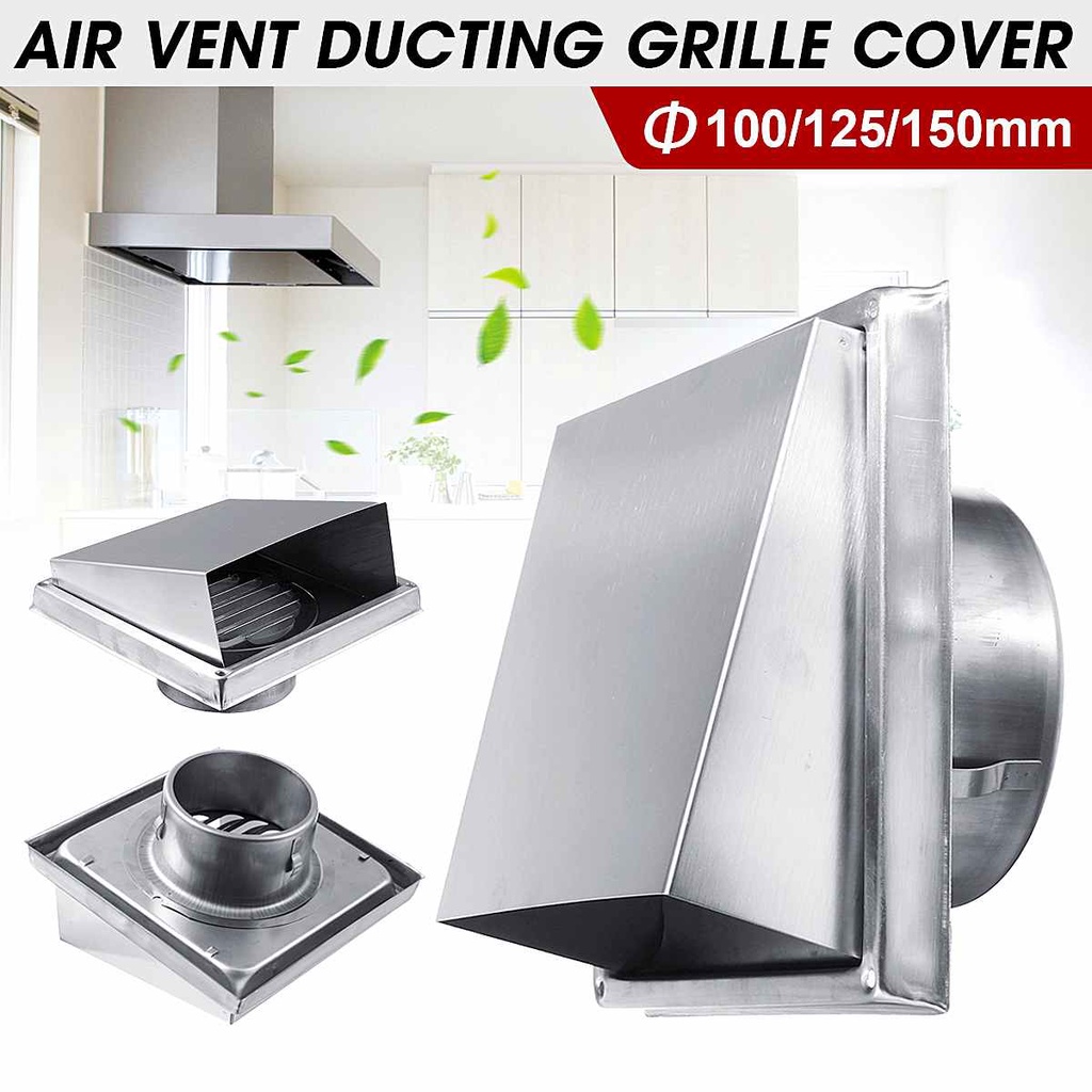 100/125/150mm Vent 304 Stainless Steel Air Vent Duct Grill Square Air ...