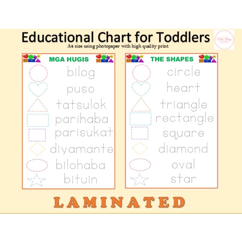 A4 Laminated Shapes Tracing Chart | Shopee Philippines