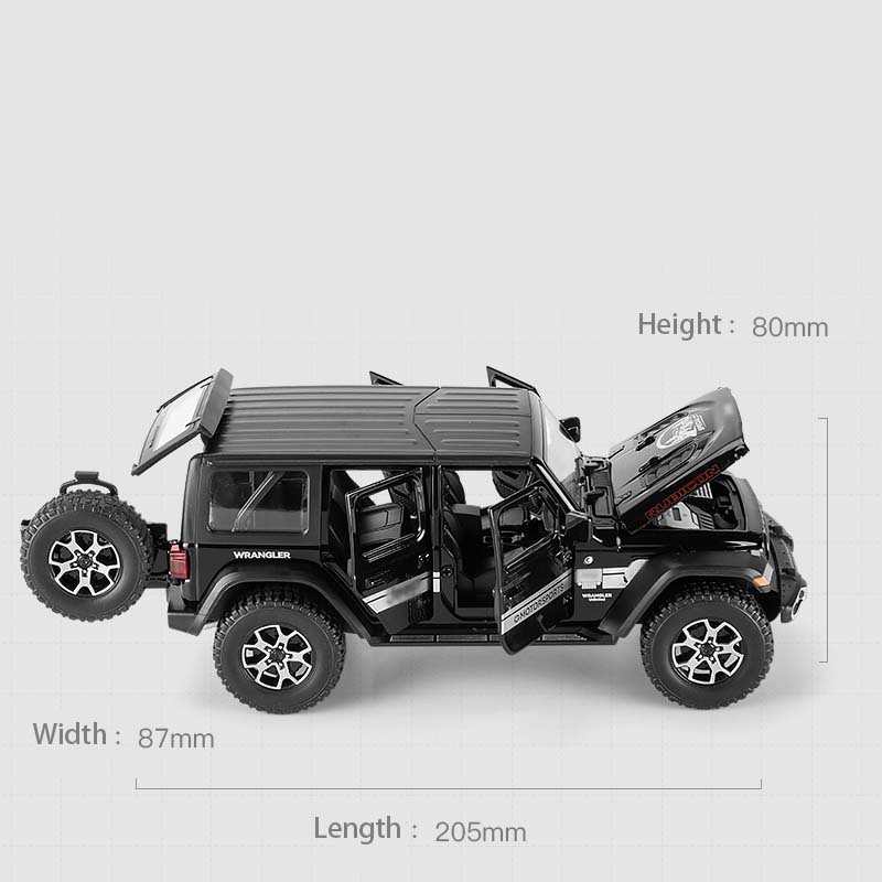 1:22 Scale Jeep Wrangle Diecast Model Car With Engine Sounds Lights Up ...