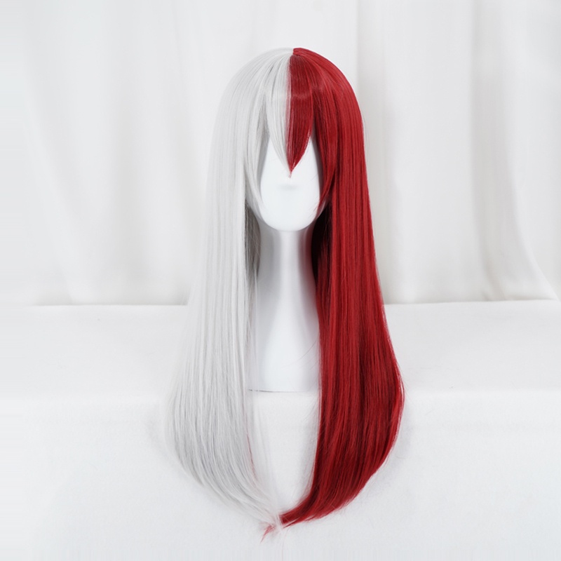 2022 new My Hero Academia Todoroki Shoto Long Wig Women Cosplay Red and ...