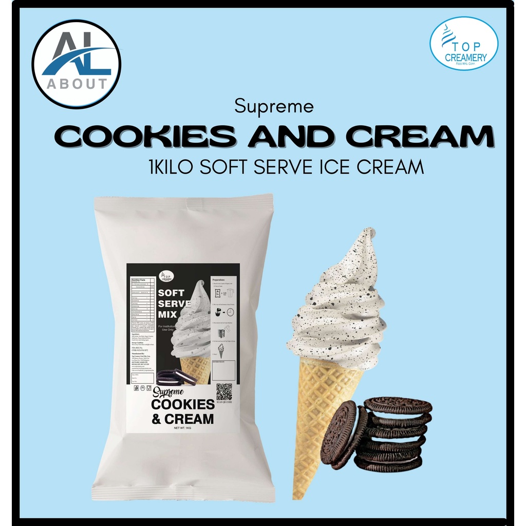 COOKIES & CREAM Supreme Soft Serve Ice Cream 1kg TOPCREAMERY | Shopee ...