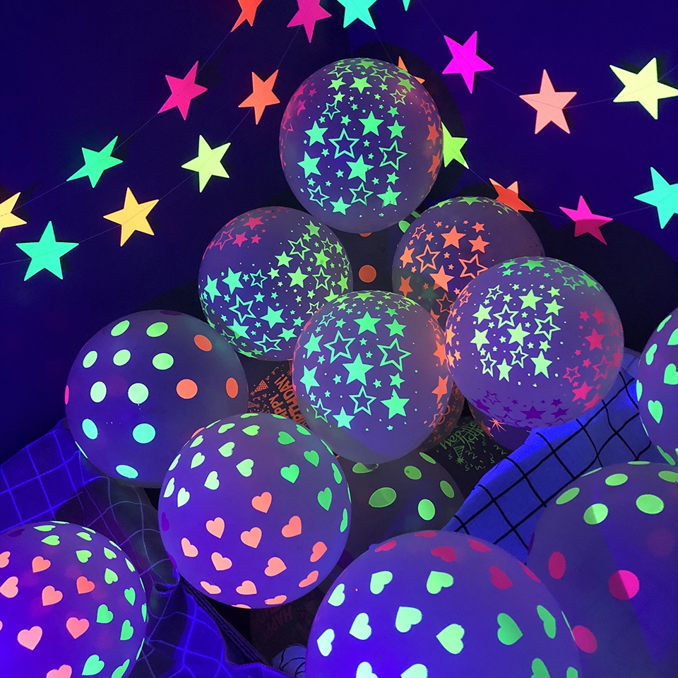 15pcs 12inch Star Luminous Balloons Neon Glow Balloons UV Blacklight ...