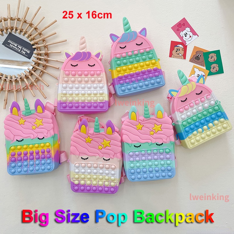 Unicorn Pop Backpack Pop It Fidget Toy Pop Purse Shoulder Bag Kids ...