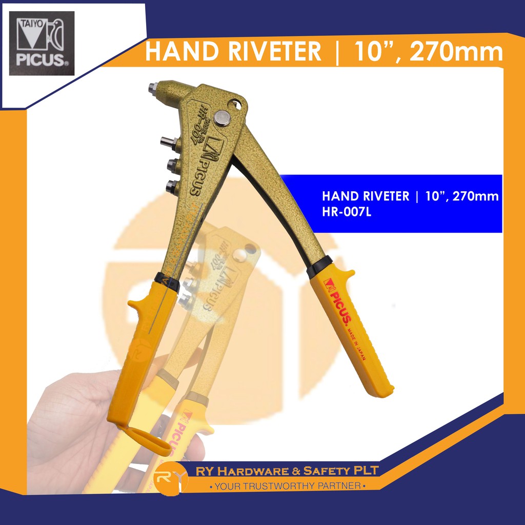 PICUS HAND RIVETER 10”, 270mm RIVET TANGAN 4 SIZE (2.4 , 3.2,4.0,4.8 mm ...