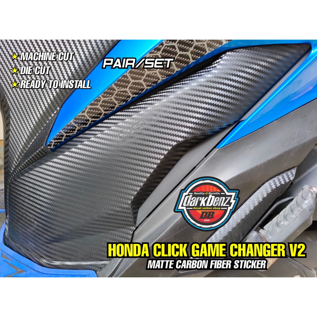 Honda Click Version 2 Black 3D Matte Carbon Fiber Sticker Decals ...