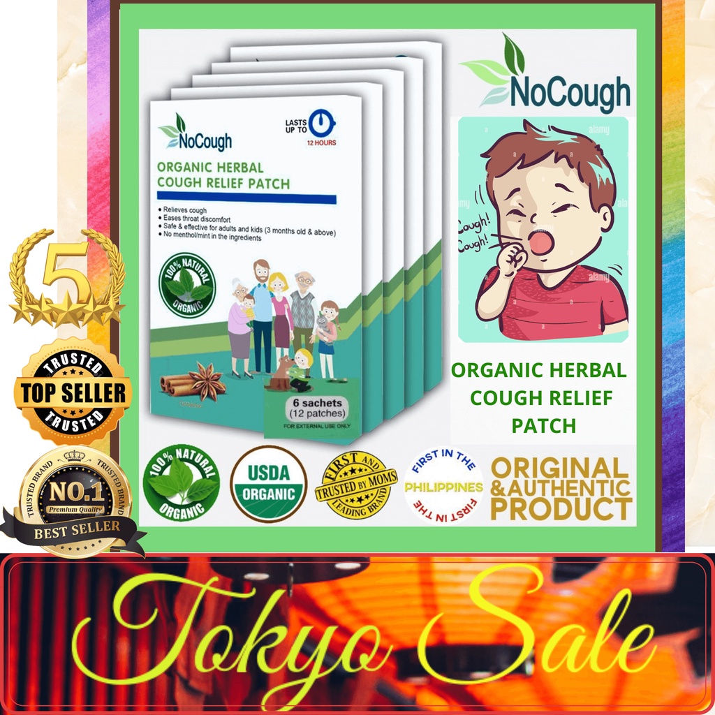 ORIGINAL NO COUGH PATCH 6 Sachets (12 Patches) Organic Herbal Cough ...