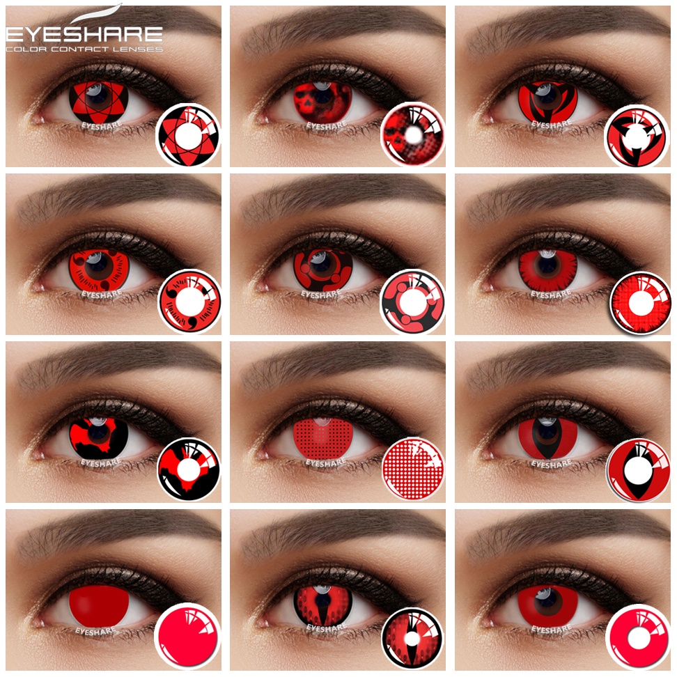 EYESHARE Cosplay Contact Lenses for Eyes RED 1 Pair 12 Colors Cosplay ...