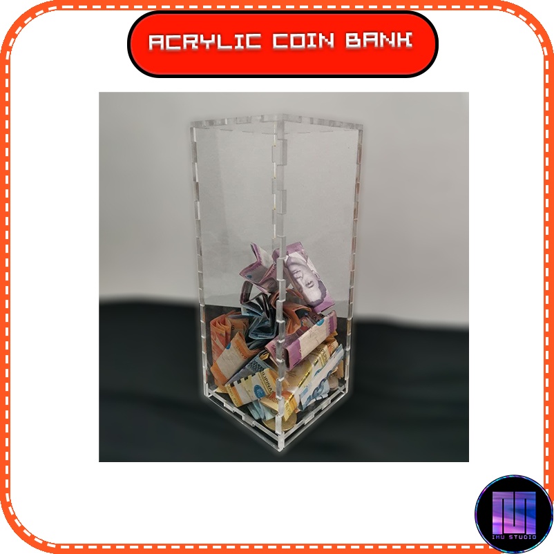 Acrylic Coin Bank Piggy Bank Acrylic Alkansya Assembled Tip box by IMU ...