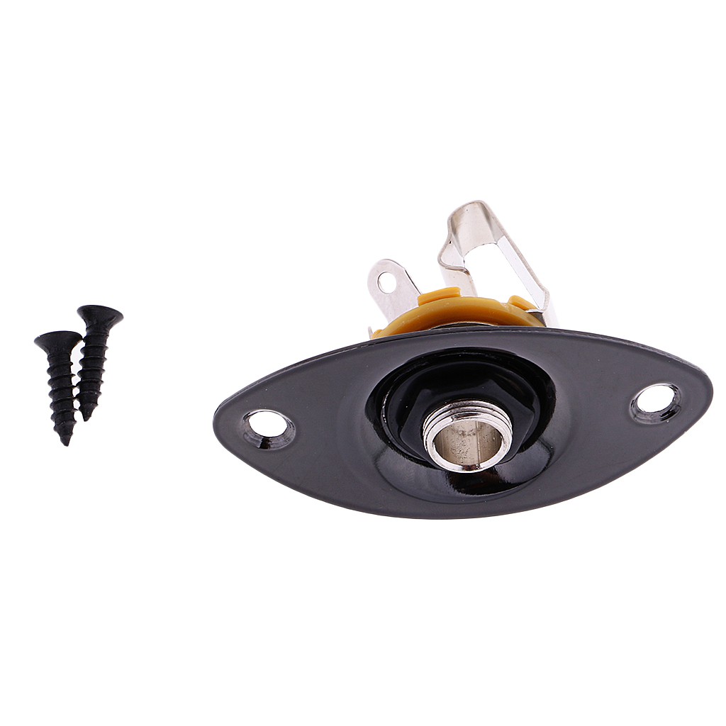 Electric Guitar Bass Parts Oval Output Jack Plate Socket Black | Shopee ...