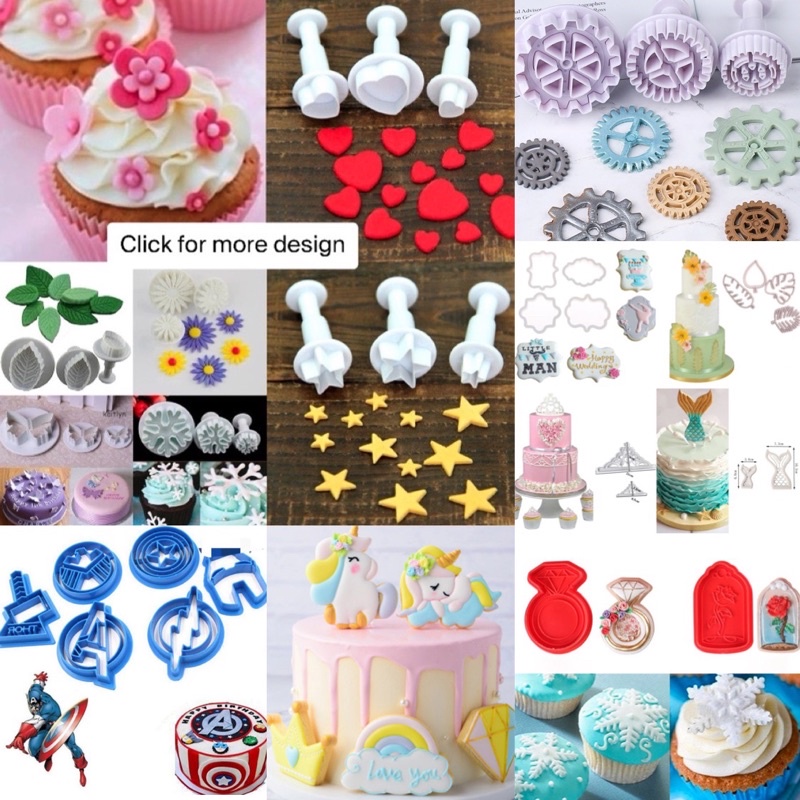 Fondant cake plungers leaves flower heart butterfly star snowflake ...
