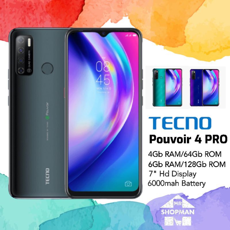 TECNO Pouvoir 4 PRO 4GB+64GB/ 64GB+128GB 6000mah Battery | Shopee ...