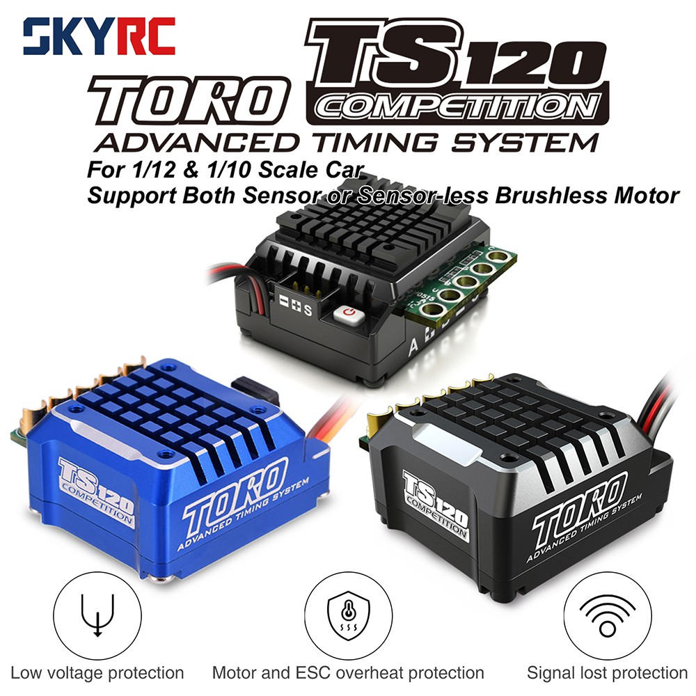 SKYRC TORO ESC TS120 Aluminum Brushless Sensored ESC For 1/10 /1/12 RC ...