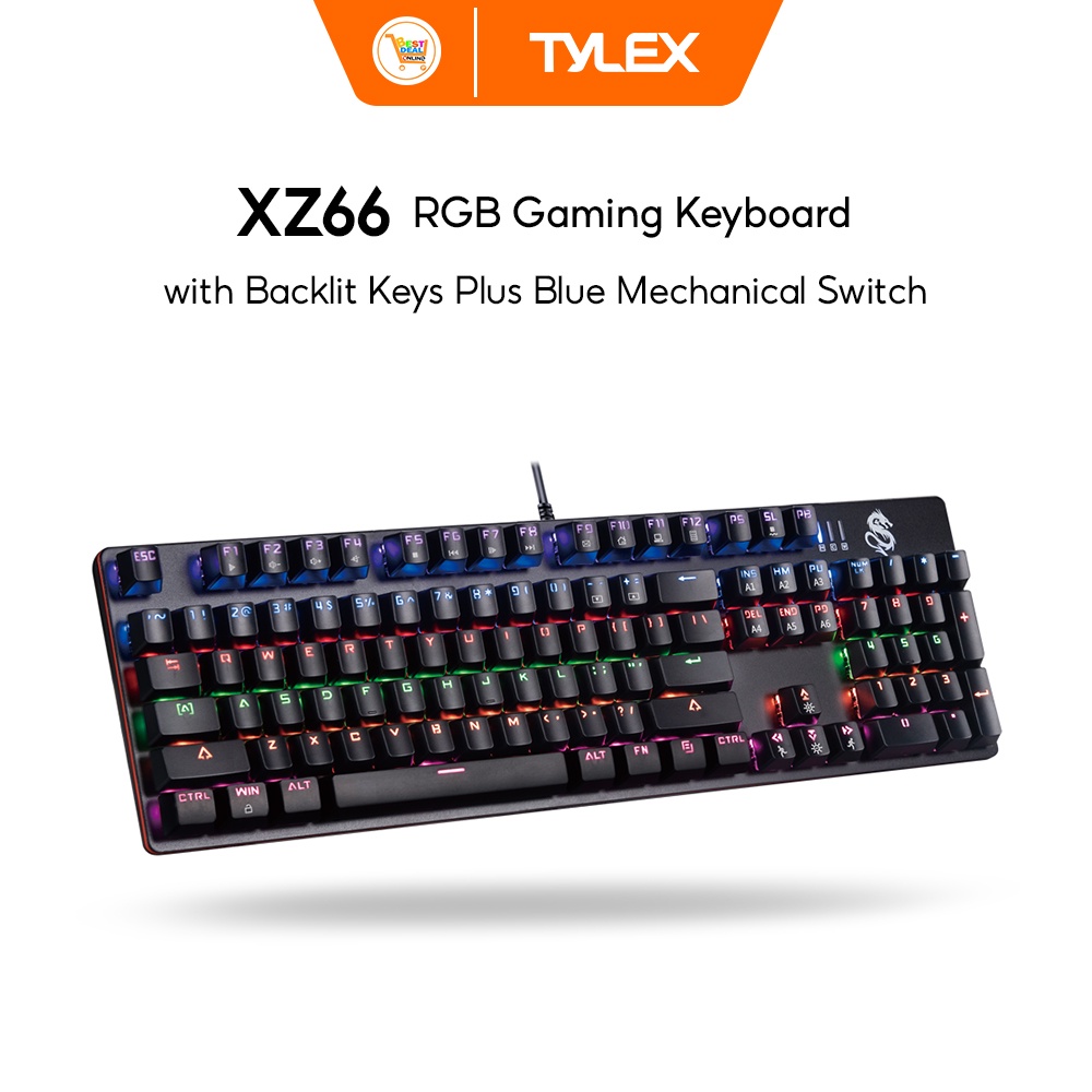 Tylex XZ66 RGB Gaming Keyboard With Backlit Keys Plus Blue Mechanical ...