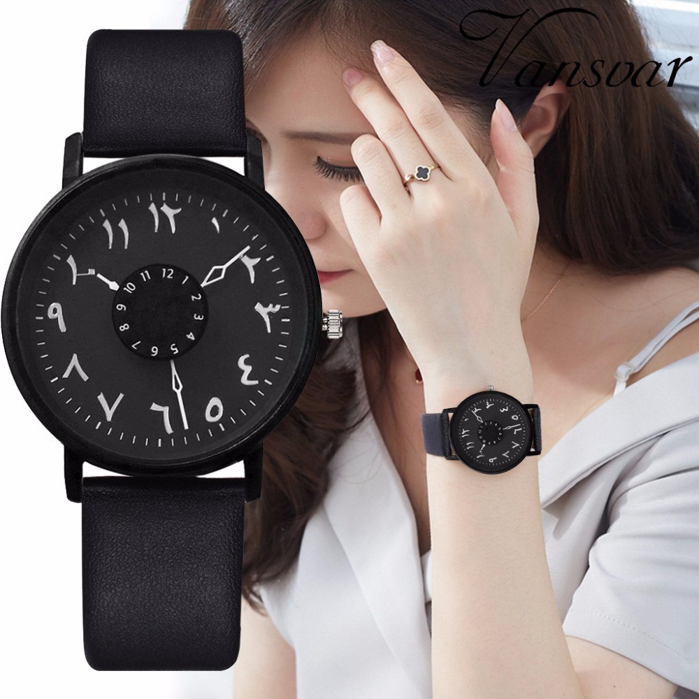 Fashion Women Leather Turn Dial Arabic Numbers Watch | Shopee Philippines