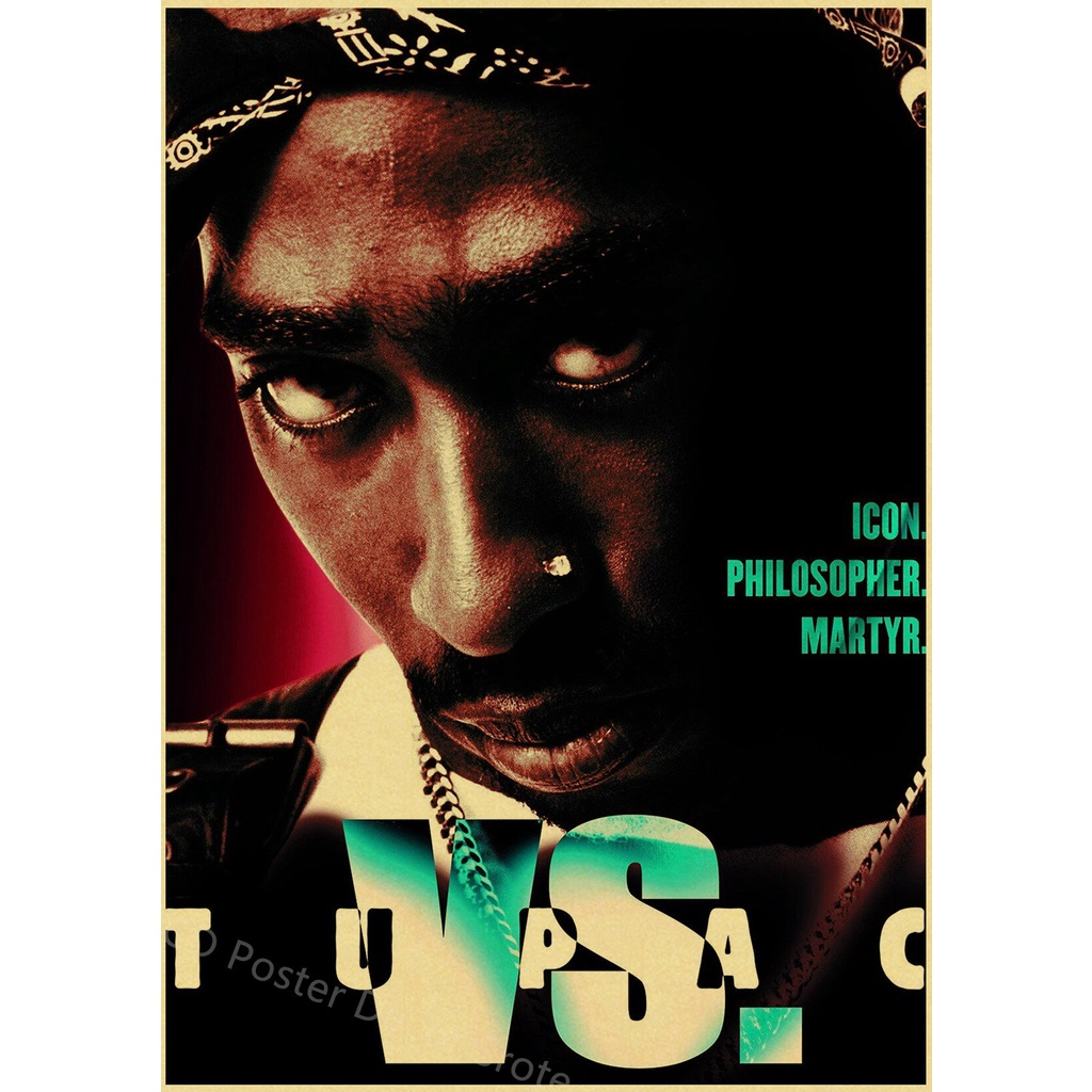 Hip Hop Singer Tupac Retro Poster Kraft Paper 2PAC Prints Posters ...