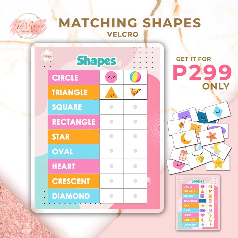 MATCHING SHAPES Laminated Velcro Busy Book Interactive Educational ...