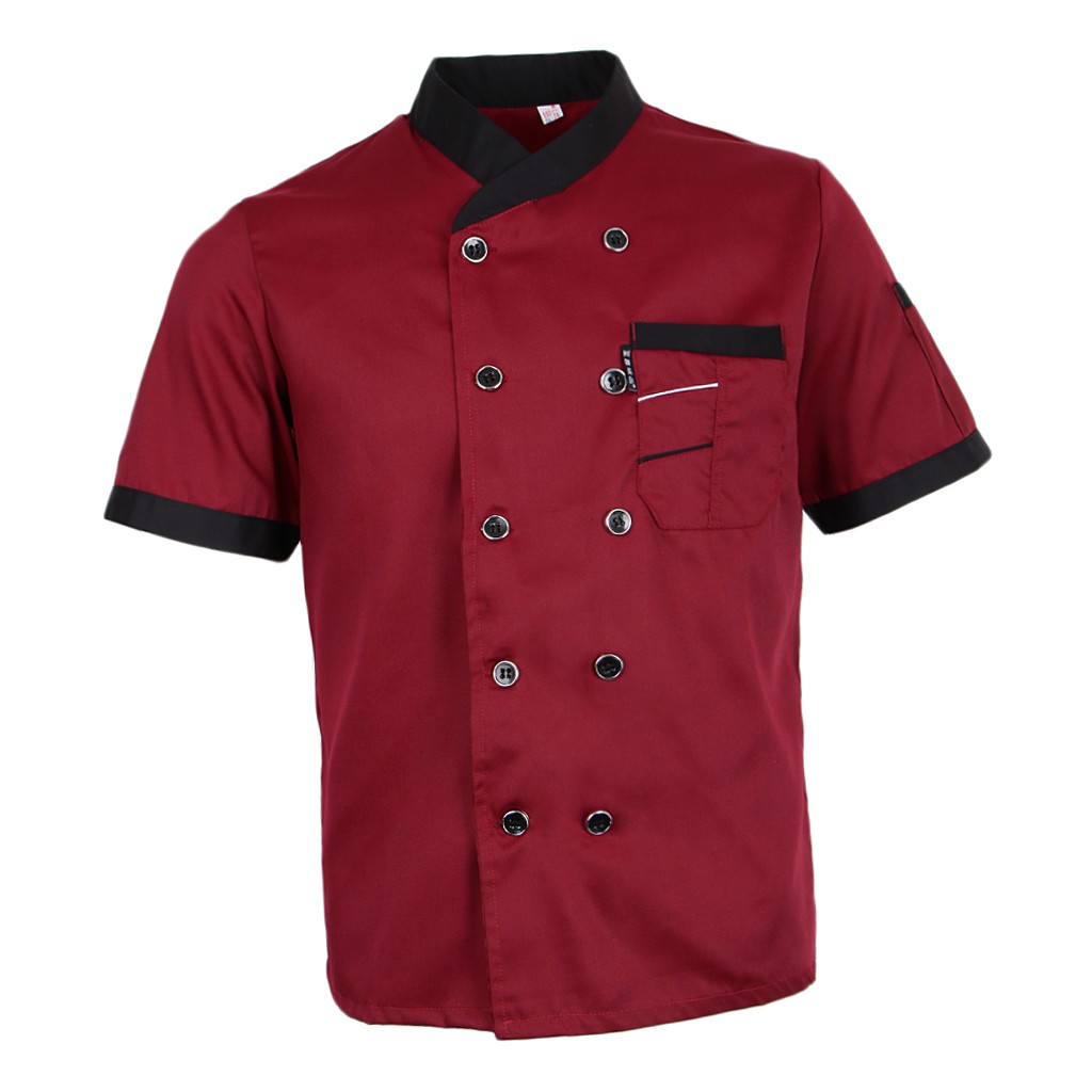 Men's Women Chef Jacket Uniform Short Sleeve Hotel Kitchen Apparel Cook ...