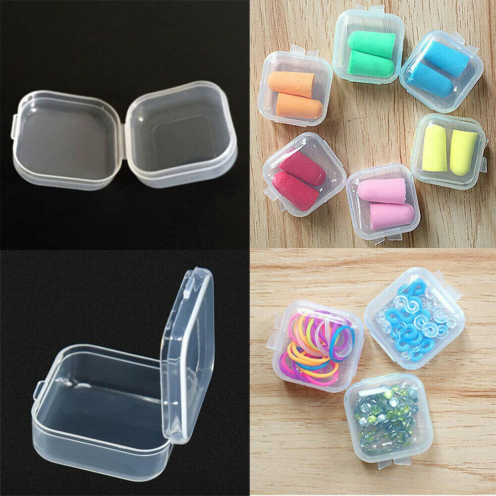 1pc Mini Clear Plastic Small Box Jewelry Earplugs Container Storage ...