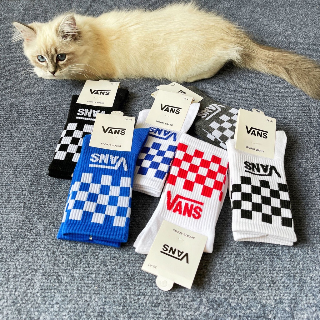 Black white plaid socks basketball checkerboard vans skateboard couple ...