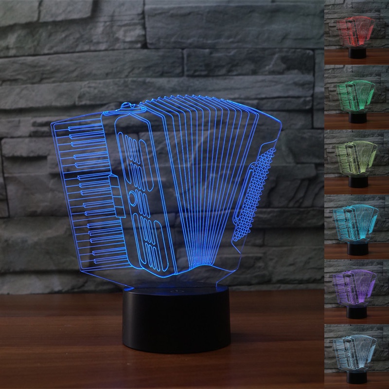 Accordion Shape Night Light 7 Colors Gradient Music USB LED Table Lamp ...