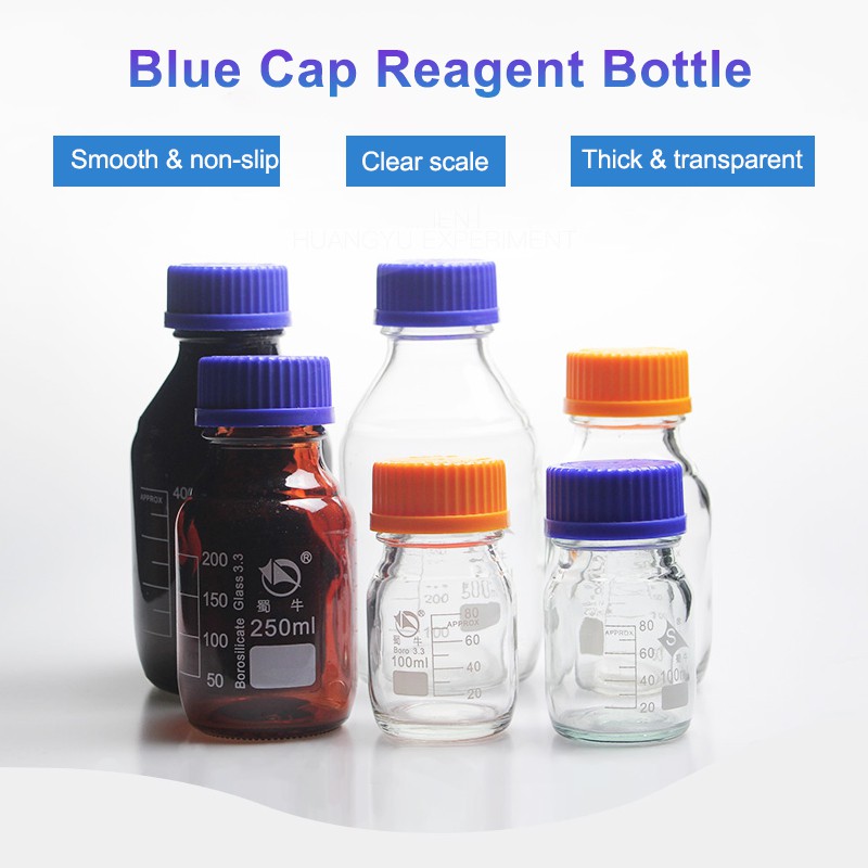Reagent Bottle 100-1000ml Blue Cap Glass Bottle Chemistry Lab Screw ...
