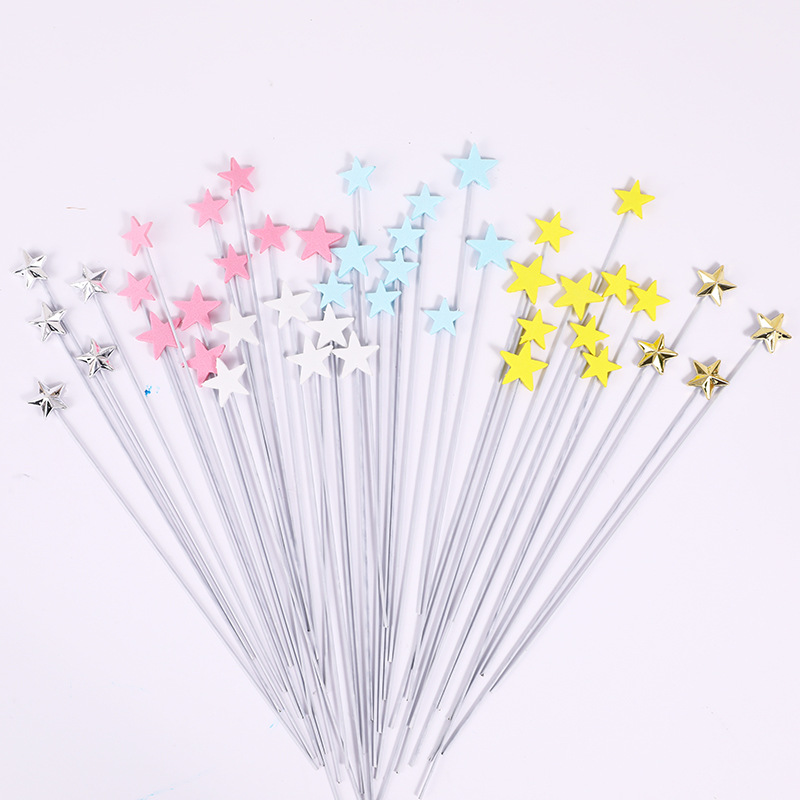 5/10pcs Star Cake Topper Golden Silver Star Birthday Cake Toppers ...