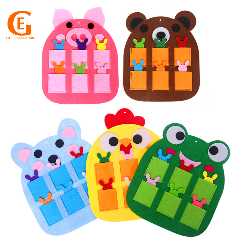 1Set Kids Felt Animals Attendance Record Sheet Morning Check Praise ...