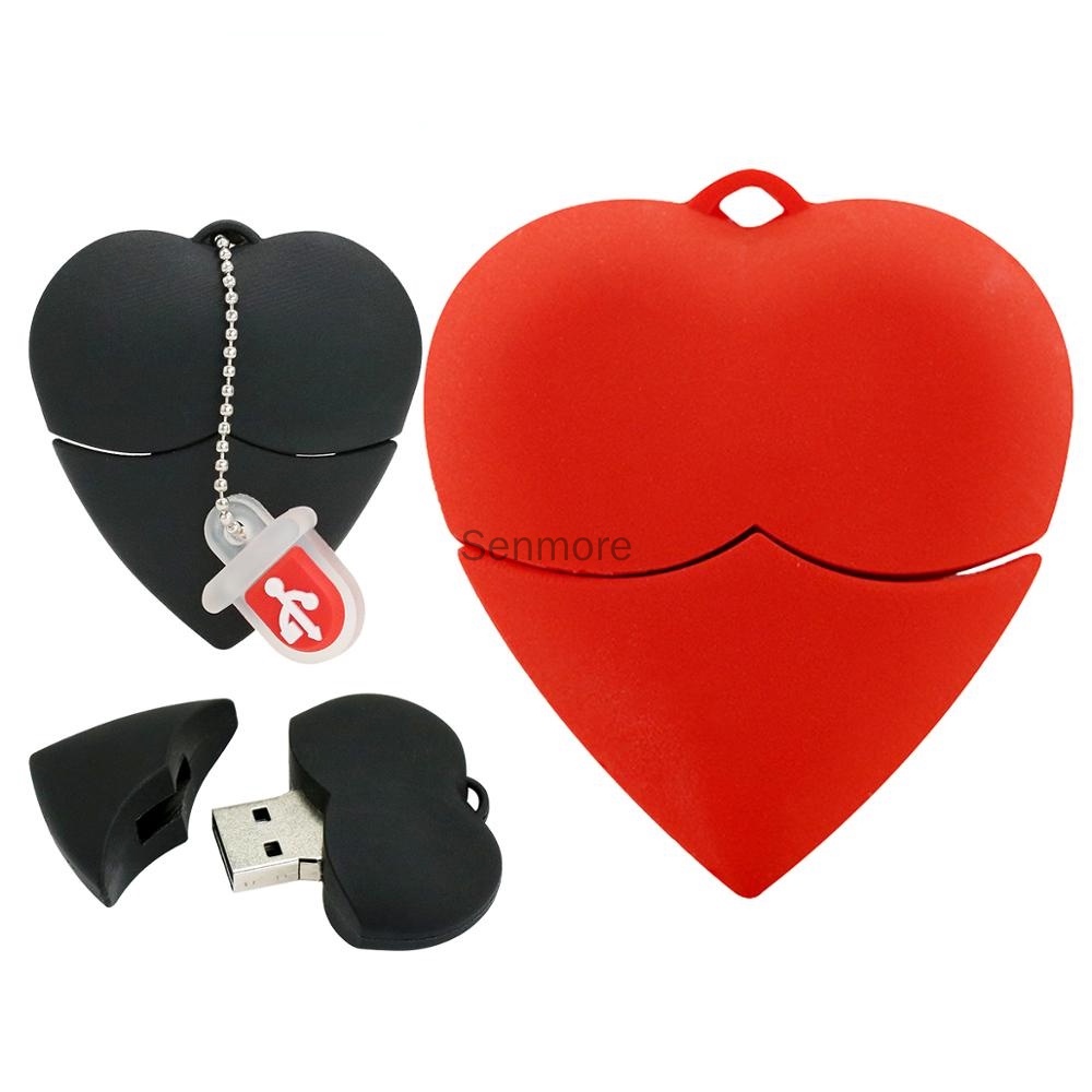 Cartoon Red & Black Heart Model USB Flash Drive 1GB 8GB 16GB 32GB 64GB ...