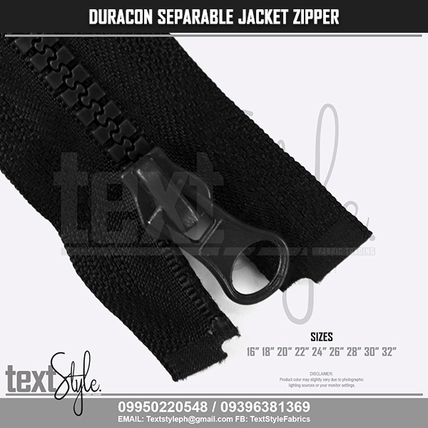 Textstyle Black Duracon Separable Zipper For Jacket Hoodies Size 16 to 32 Inches Apparel Zipper ...