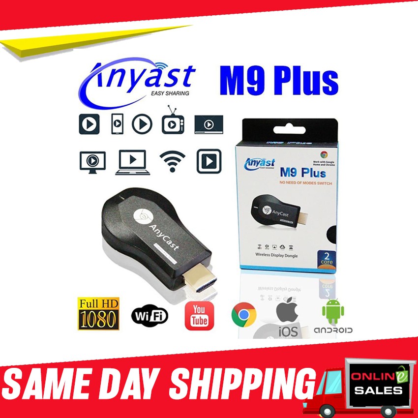 AnyCast M9 Plus Display Receiver WiFi Miracast Airplay Mirroring DLNA ...