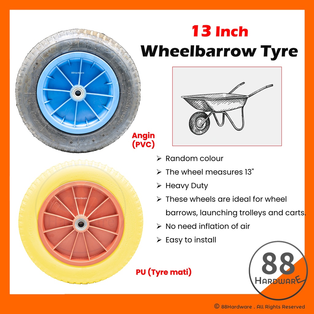 13" tayar kereta sorong / wheel barrow tyre / tayar wheelbarrow / ayar ...