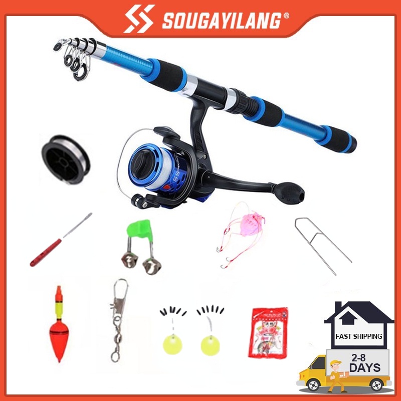 Sougayilang Fishing Rod and Fishing Reel Full Fishing Set 4 Sections ...
