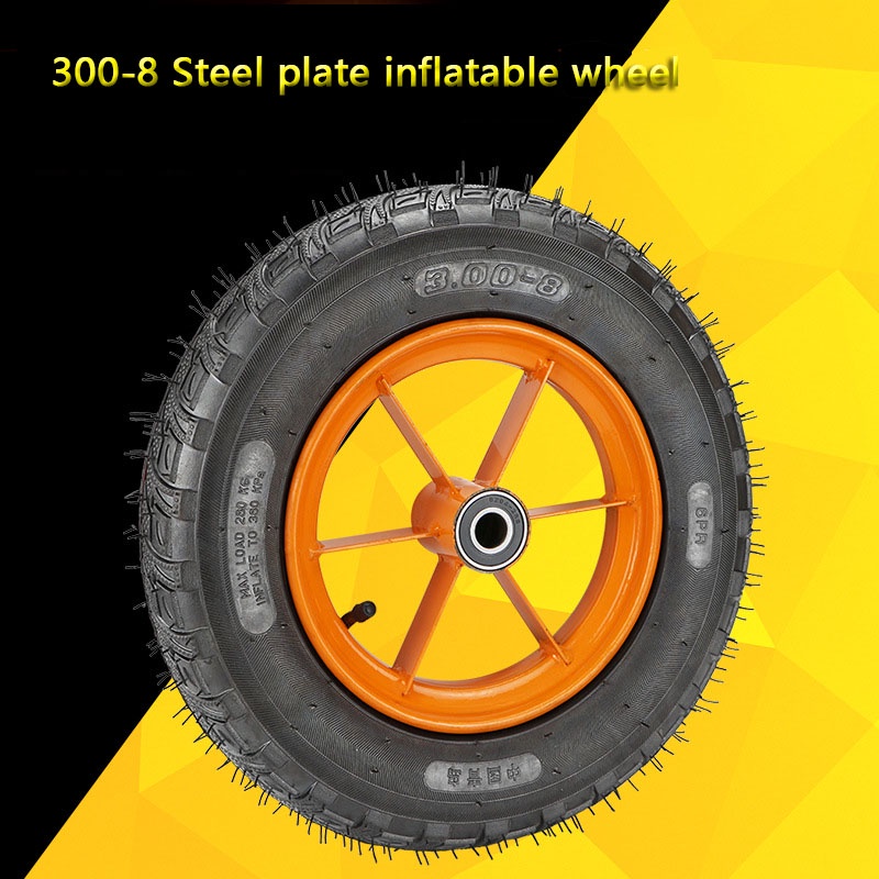 300-8 trolley tiger car inflatable wheel mute rubber wheel caster heavy ...