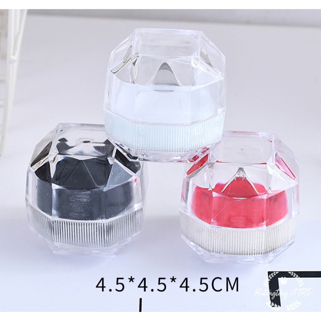 Acrylic Crystal Clear Ring Box Transparent Jewelry Wedding Engagement Case 4.5cm*4.5cm | Shopee ...