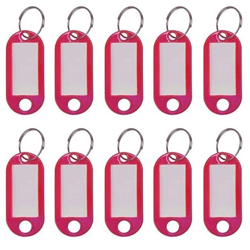 50pcs Colorful Plastic Keychain Key Tags Label Numbered Name Baggage ...