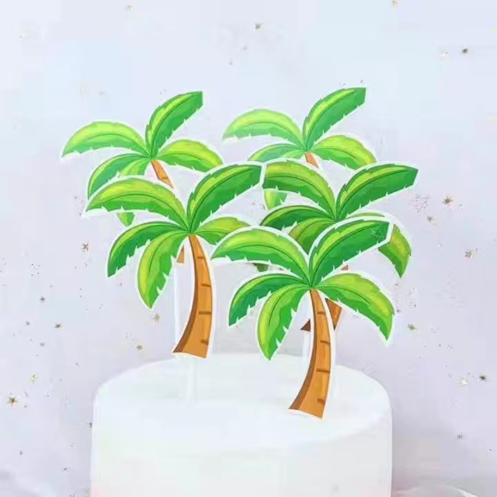 Tropical rainforest coconut tree paper card cake topper baking props ...