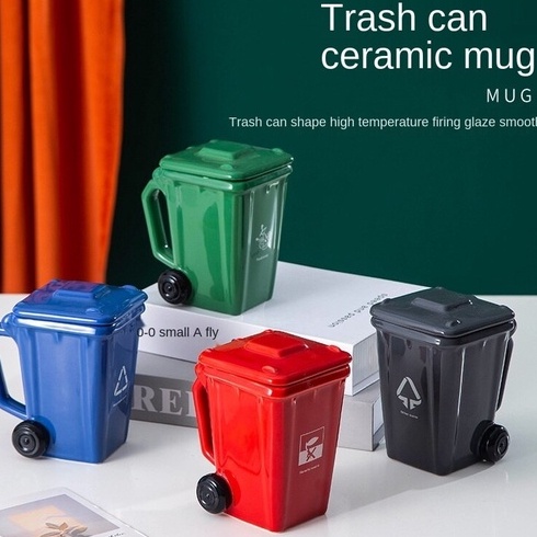 【Fan'】Creative Ceramic Trash Can Shape Mug Coffee & Tea Cup Large ...