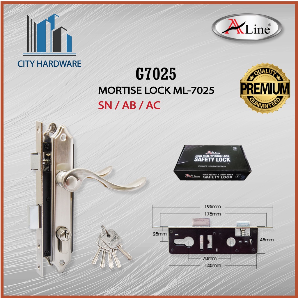 ALINE G-7025 MORTISE LOCK ML-7025 HANDLE ENTRANCE IRON DOOR GATE LOCK ...