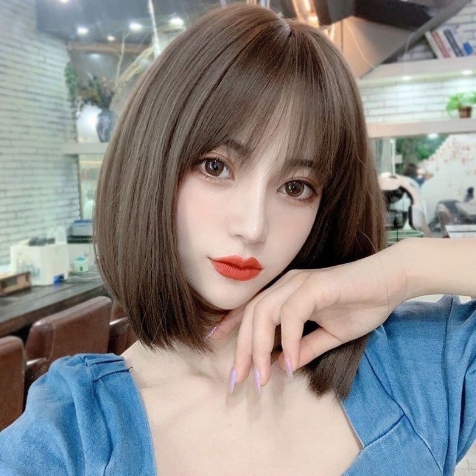 Wig Female Bobo Head Full Natural Lifelike Influencer Student Short ...
