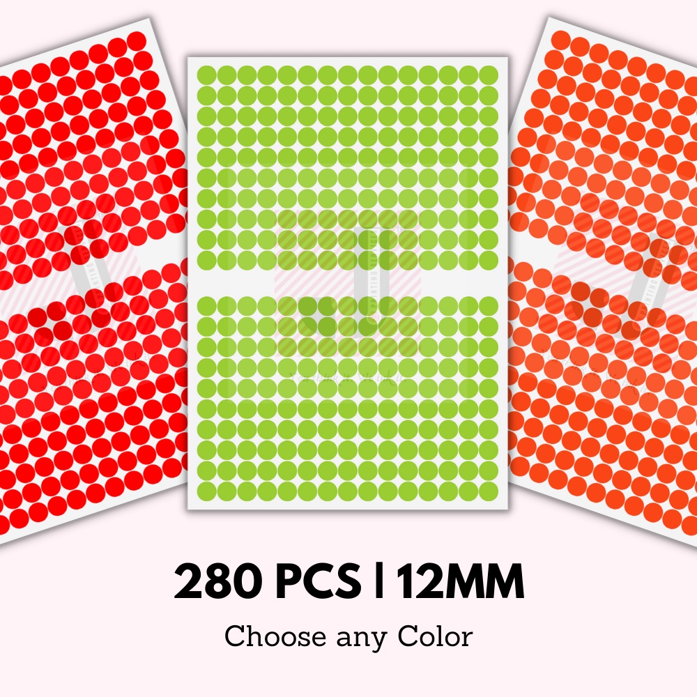 280 PCS Blank Round Circle Stickers | 12mm ROUND | 0.47 inch | HALF ...